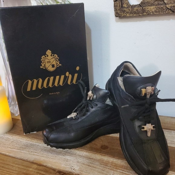 Mauri | Shoes | Mauri Black Leather Alligator Mens Shoes Made In Italy ...